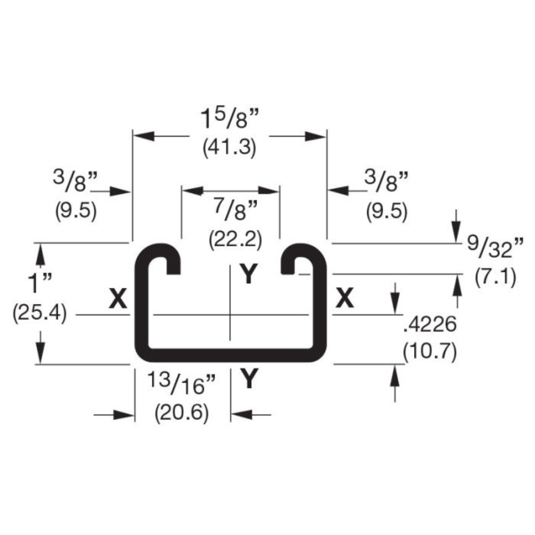 1" x 1-5/8″ 12 Gauge Shallow Solid Strut Channel
