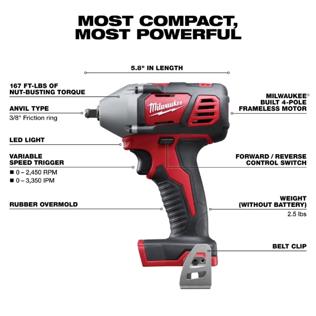 Milwaukee 2658-20 M18 3/8" Impact Wrench with Friction Ring