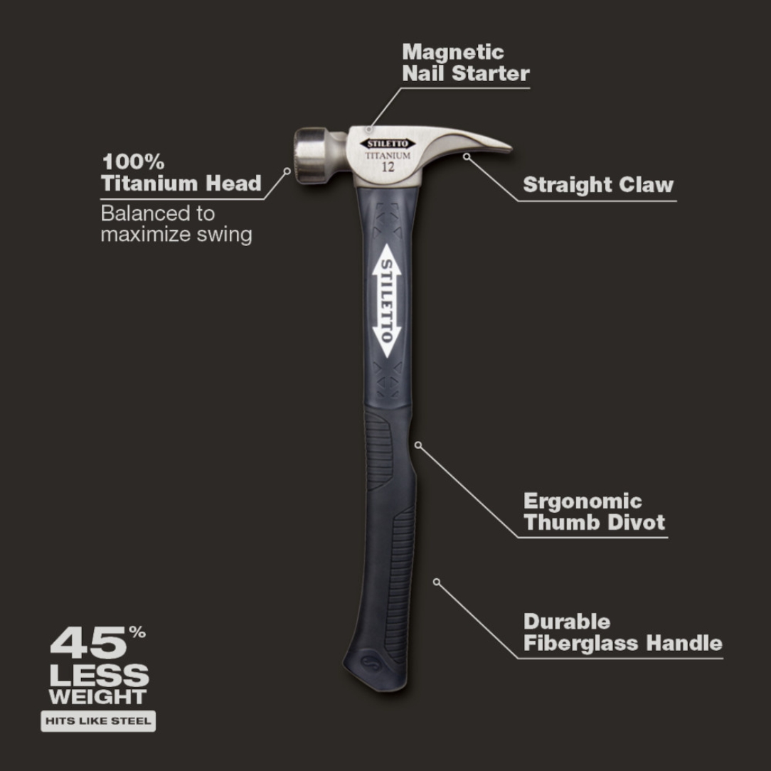 Stiletto TI12MC-F 12 oz Titanium Milled Face Hammer