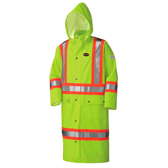 Pioneer Hi-Viz Flame Resistant Stretch Long Rain Safety Coat - BC ...