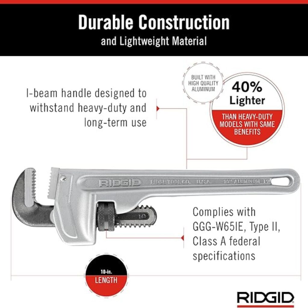 Ridgid 31090 / Model 810 10" Aluminum Pipe Wrench - BC Fasteners