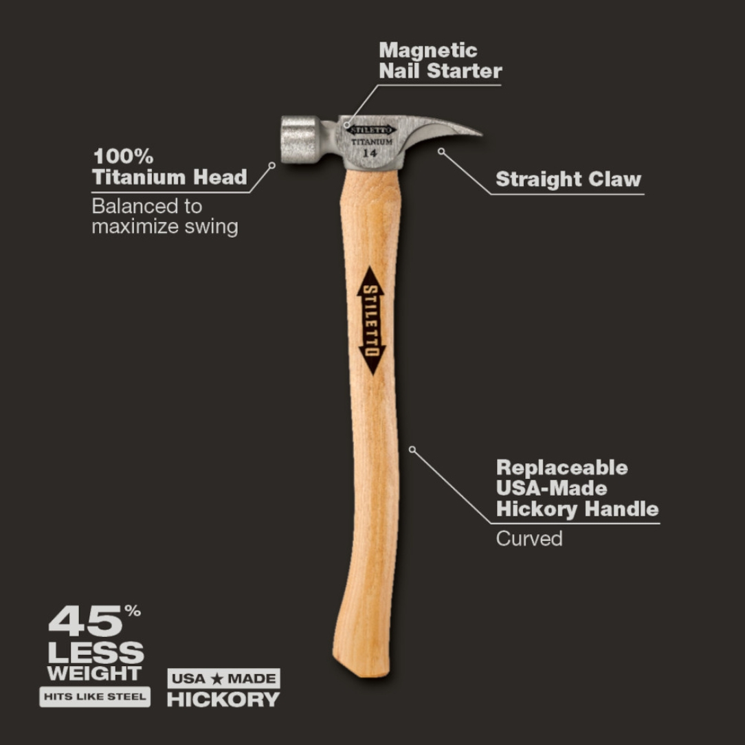 Stiletto TI14SC 14oz Smooth Face Curved Handle Framing Hammer