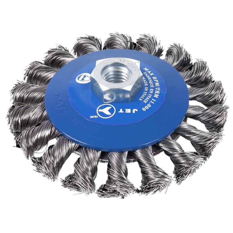 Jet 554361 5" x 5/8-11 NC Knot Twisted Conical Stainless Steel Wire Brush
