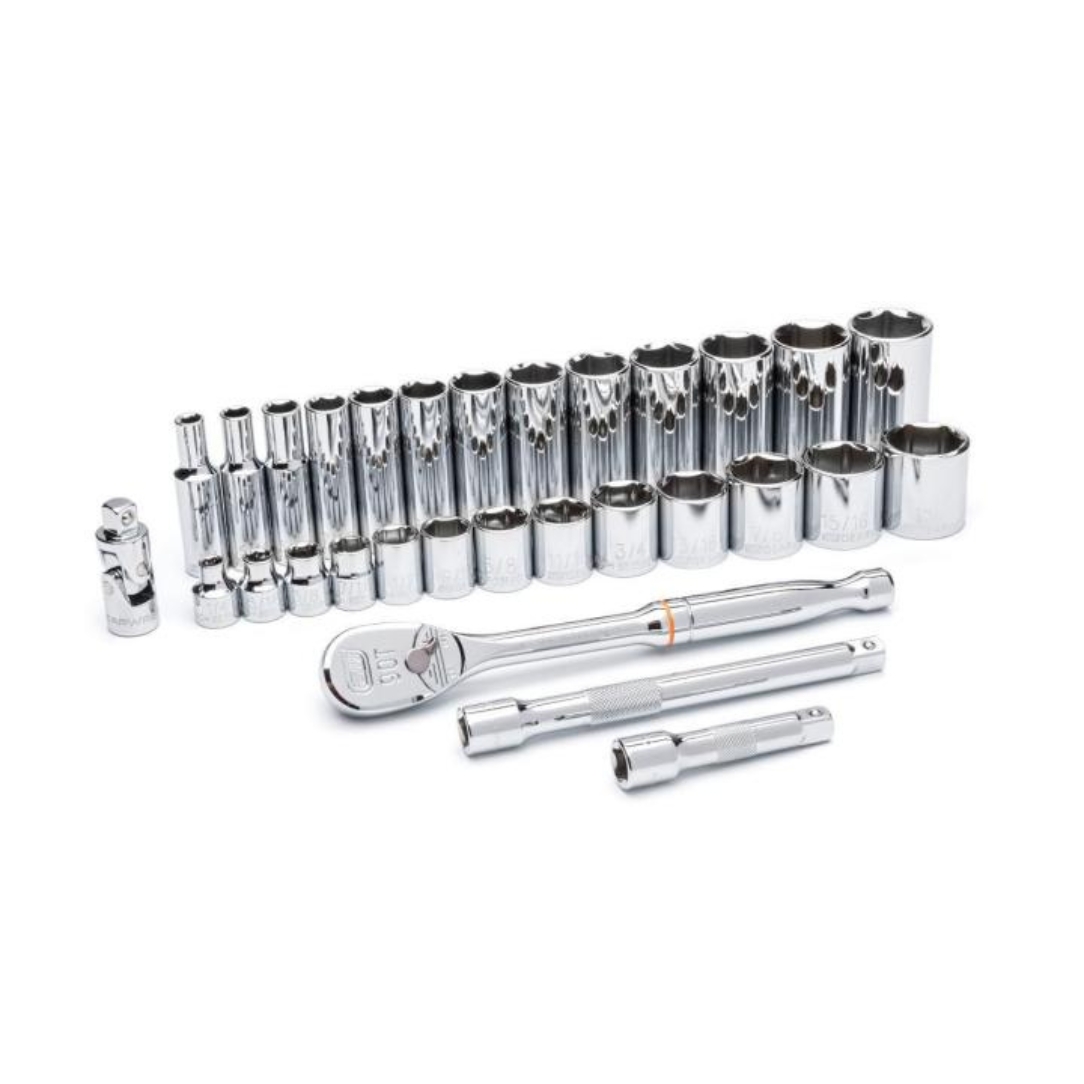 GearWrench 80569 3/8" Drive 6-Point Standard & Deep SAE Mechanics Tool ...