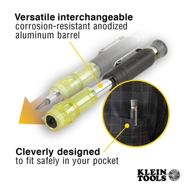 Klein 32614 4-in-1 Multi-Bit Electronics Pocket Screwdriver with ...