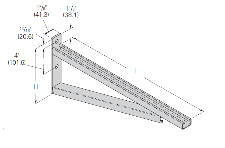 PeakSource Braced Single Strut Bracket