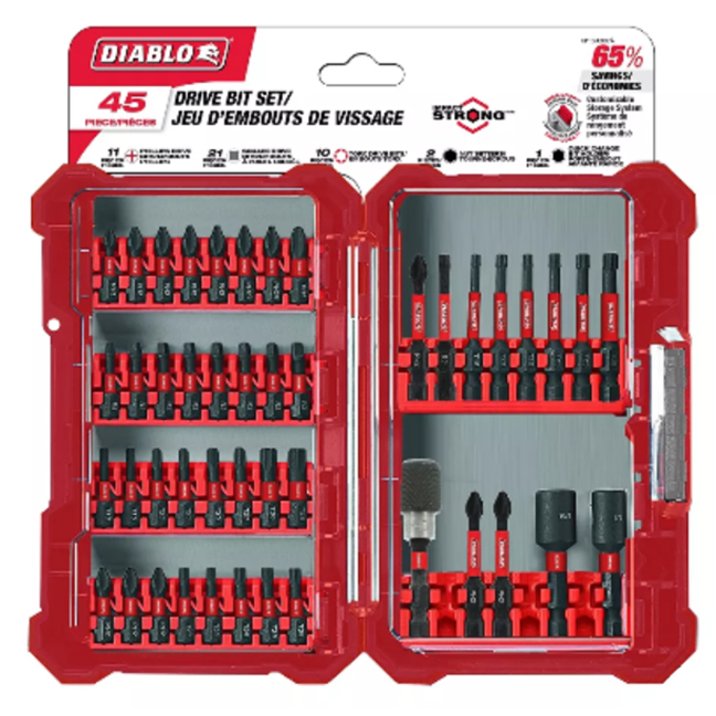 Diablo DSC-CMS45 Impact Strong Drive Bit Set 45-Piece - BC Fasteners