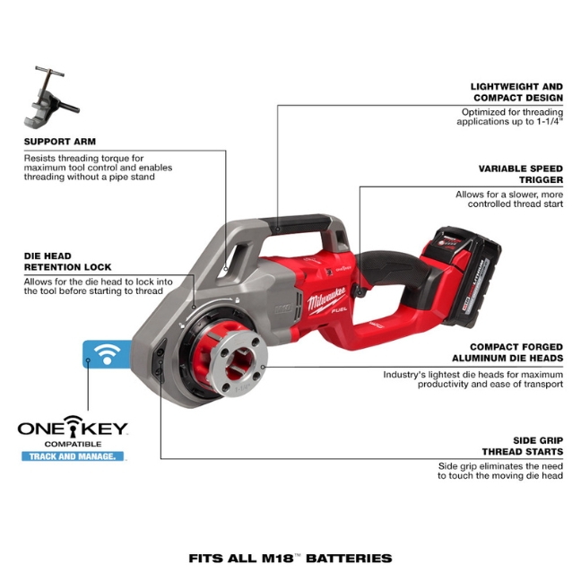 Milwaukee 2870-22 M18 FUEL Pipe Threader Kit