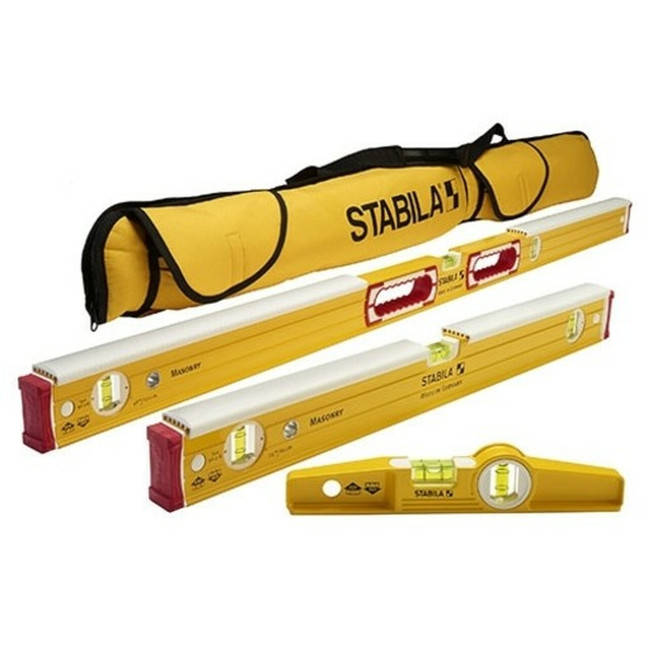 Stabila 48296 48"/ 24" Mason Level and Torpedo Magnetic Level Set