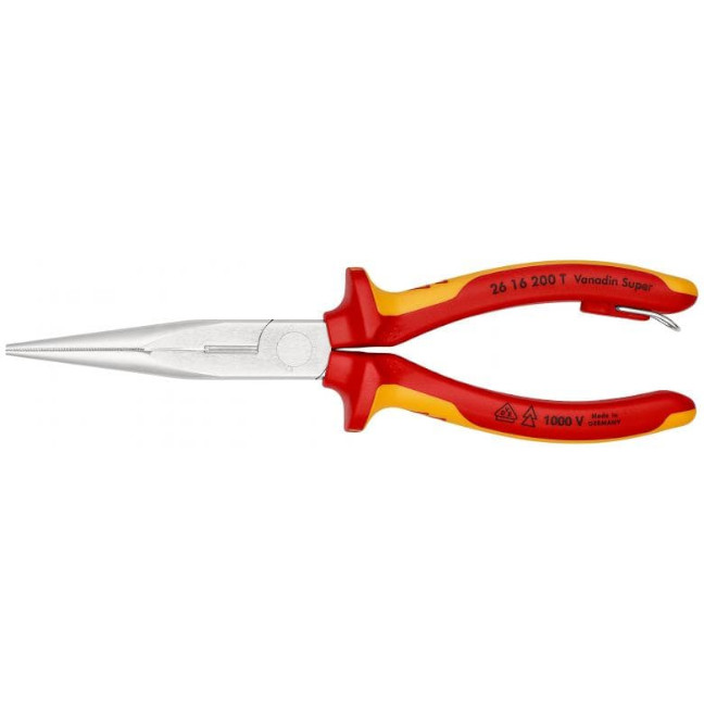 Knipex 2616200T 8" (200mm) Long Nose Pliers with Cutter and Tethering ...