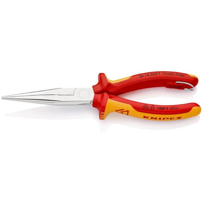 Knipex 2616200T 8" (200mm) Long Nose Pliers with Cutter and Tethering ...