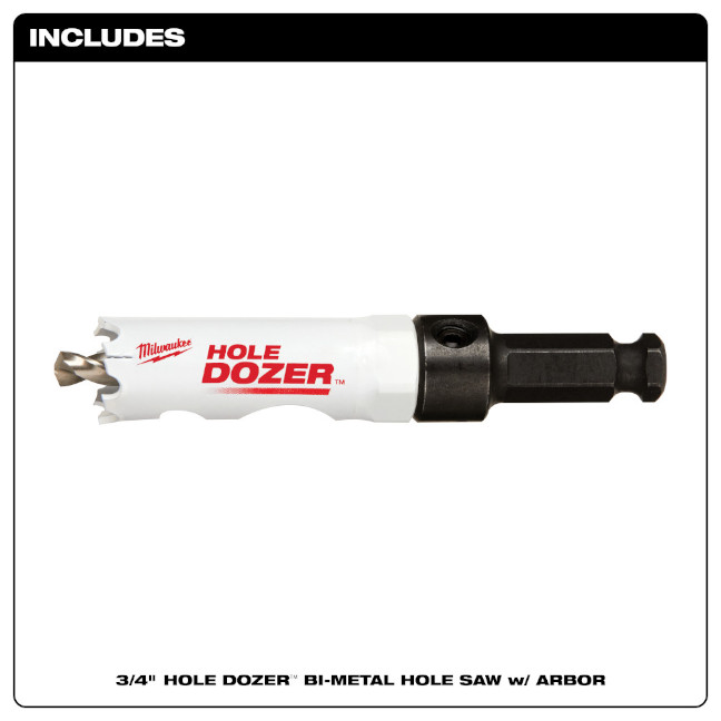 Milwaukee 49-56-9658 3/4" Hole Dozer Bi-Metal Hole Saw with Arbor - BC Fasteners & Tools