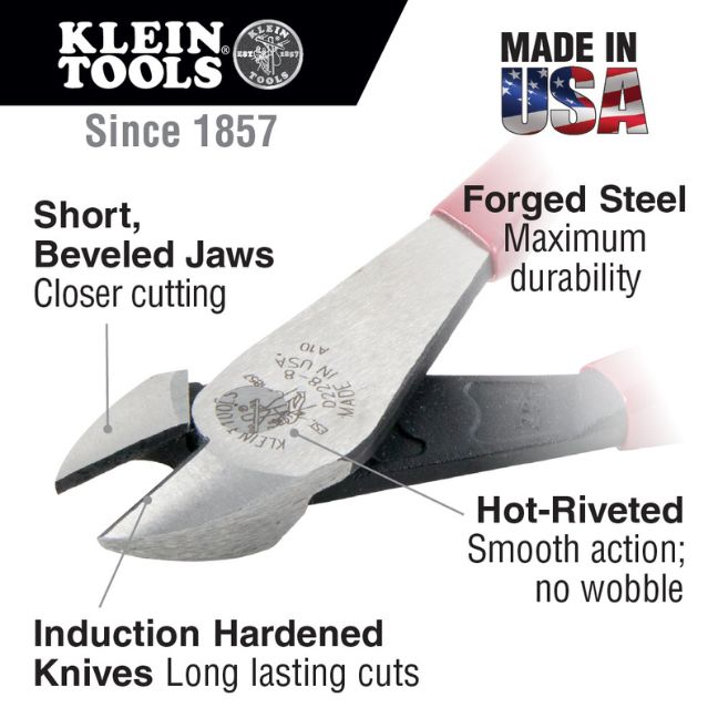 Klein D228-7 High Leverage 7" Diagonal Cutting Pliers - BC Fasteners ...