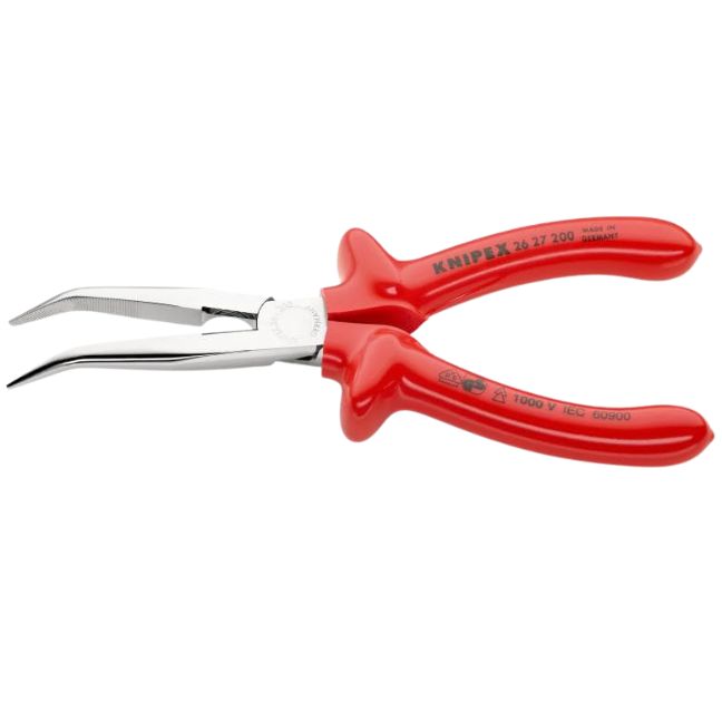 Knipex 2627200 8" (200mm) 40º Angled Long Nose Pliers with Cutter ...