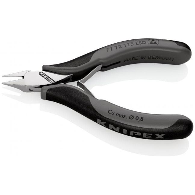 Knipex 7772115ESD 4-1/2" (115mm) ESD Electronics Diagonal Cutters with ...