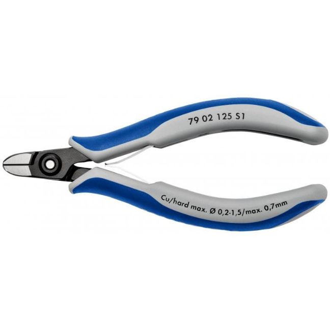 Knipex 7902125S1 5" (125mm) Precision Electronics Diagonal Cutters with Round Head and Small ...