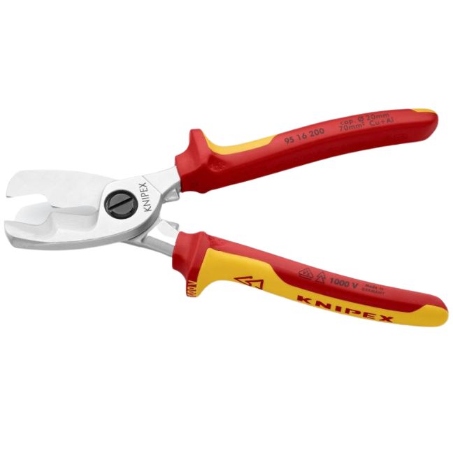 Knipex 9516200 8" (200mm) Cable Shears with Twin Cutting Edge - 1000V ...