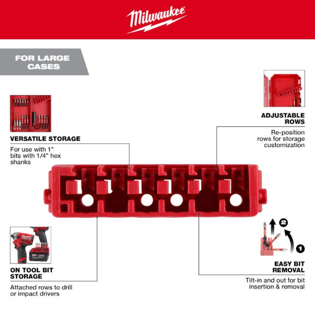 Milwaukee 48-32-9934 Large Case Rows for Insert Bit Accessories 5-Pack ...