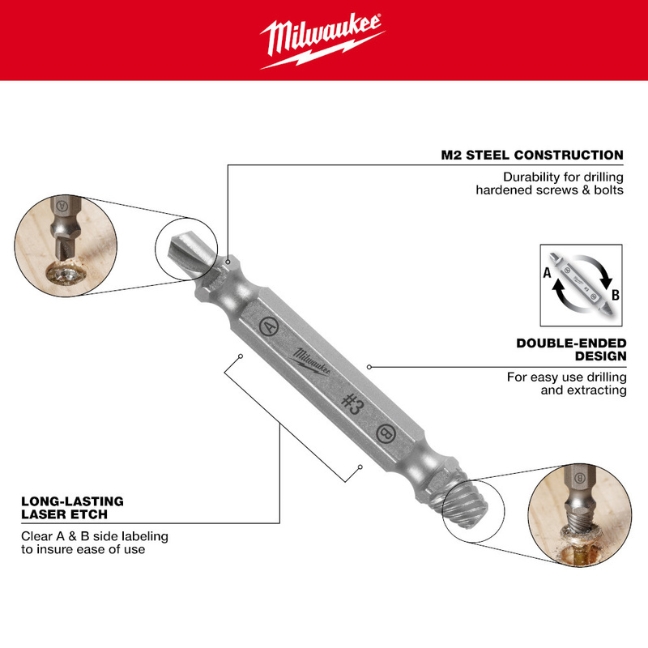 Milwaukee 49-57-9001 M2 Steel Screw Extractor Set 4-Piece - BC ...