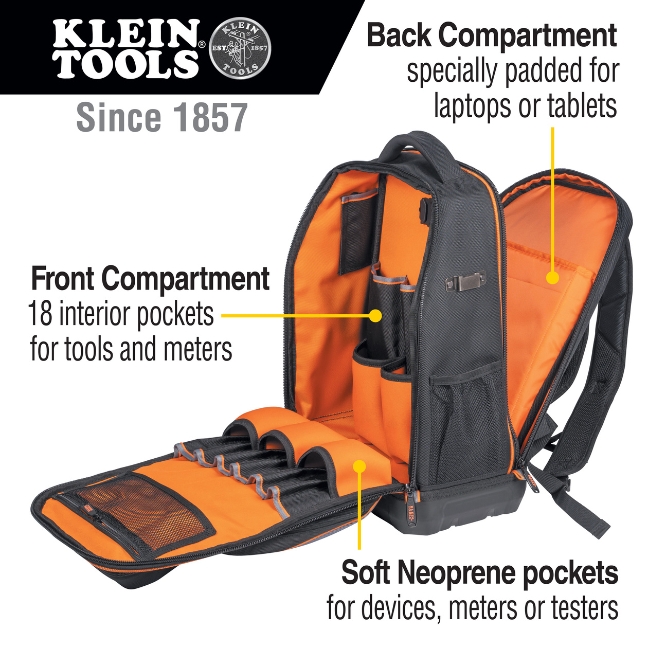 Klein 62805BPTECH TRADESMAN PRO XL Tech Tool Bag Backpack - BC ...