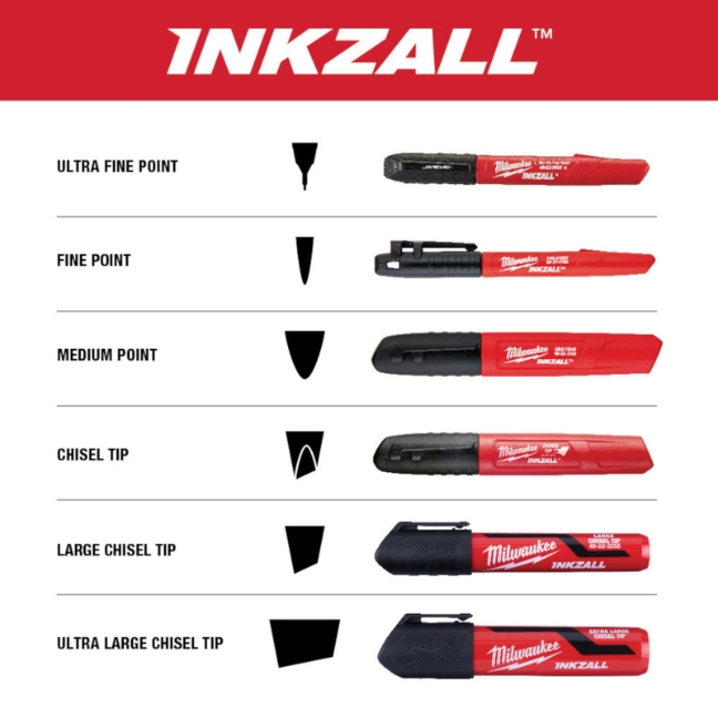 Milwaukee INKZALL Large Chisel Tip Markers - BC Fasteners & Tools