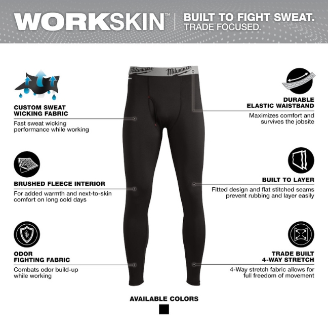 Milwaukee 441B WORKSKIN Baselayer Pants - Black - BC Fasteners & Tools