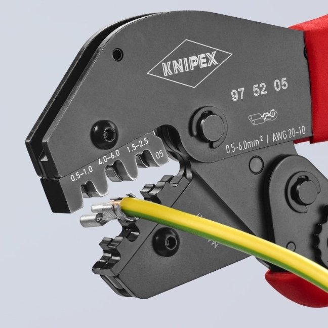 Knipex 975205 10" Crimping Pliers for Non-Insulated Open Plug-Type ...