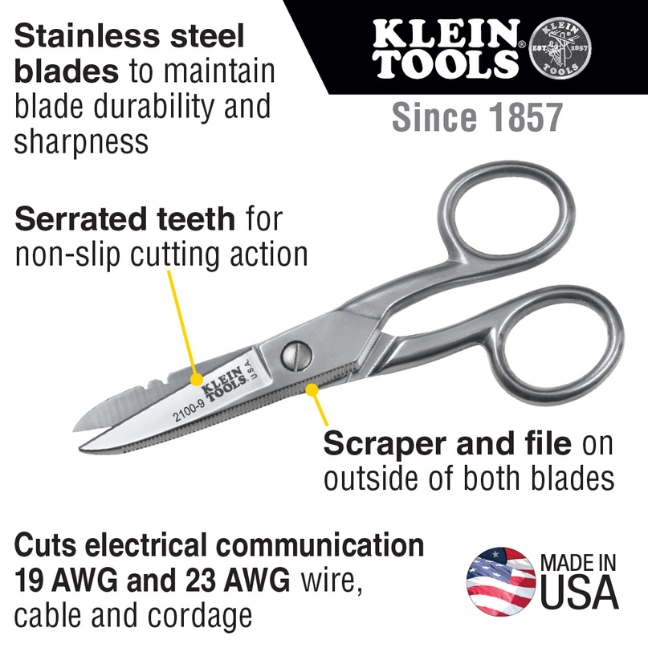 Klein 2100-9 Stainless Steel Cable Splicer Snip - BC Fasteners & Tools