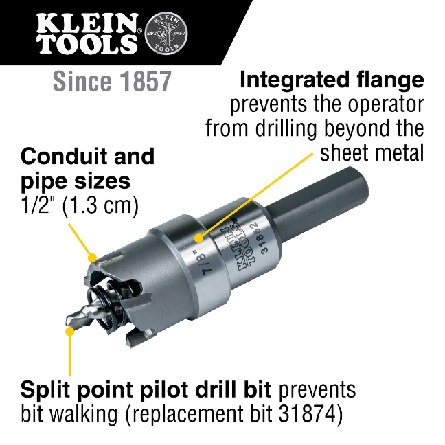 Klein 31852 7/8" Carbide Hole Cutter - BC Fasteners & Tools