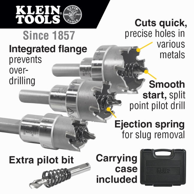 Klein 31872 Carbide Hole Cutter Kit 4-Piece - BC Fasteners & Tools