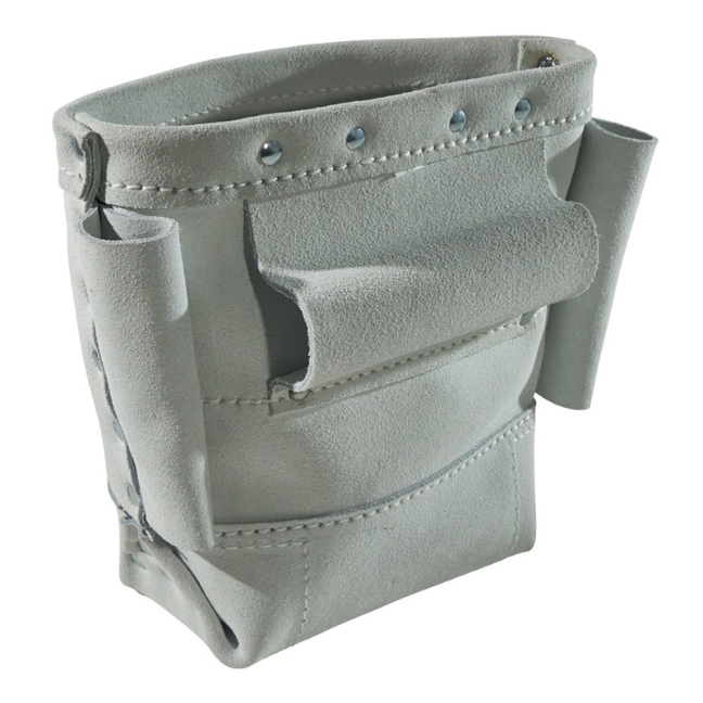 Klein 5416L 5" x 10" x 9" Leather Bull-Pin and Bolt Pouch with Tunnel Loop - BC Fasteners & Tools