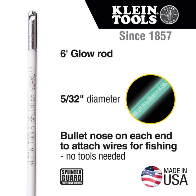 Klein 56406 5/32" x 6ft Hi-Flex Glow Rod with SPLINTER GUARD Coating ...