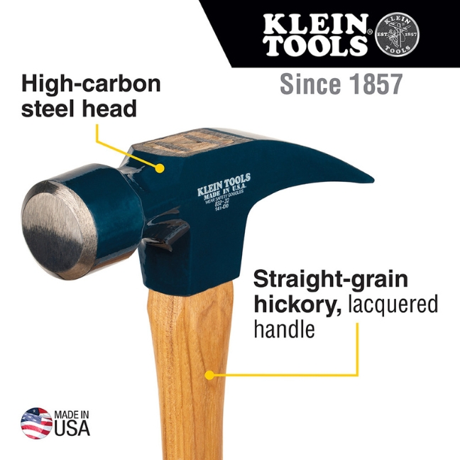 Klein 832-32 32oz Lineman's Claw Milled Hammer - BC Fasteners & Tools