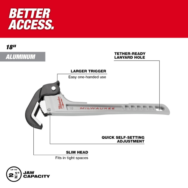 Milwaukee 48-22-7418 18” Aluminum Self-Adjusting Pipe Wrench - BC ...
