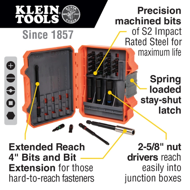 Klein 32799 Pro Impact Power Bit Set 26-Piece - BC Fasteners & Tools