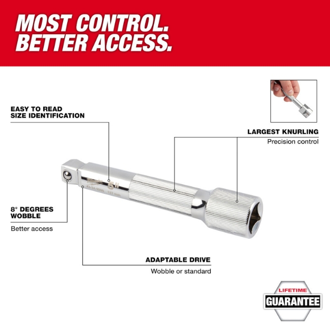 Milwaukee 43-24-9210 1/2" Drive x 10" Wobble Extension - BC Fasteners ...