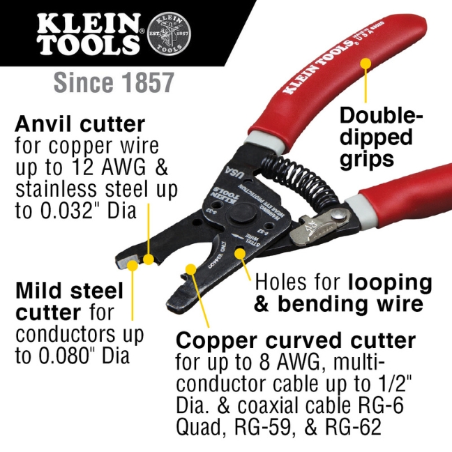 Klein 63020 KLEIN-KURVE 7" Multi-Cable Cutter - BC Fasteners & Tools