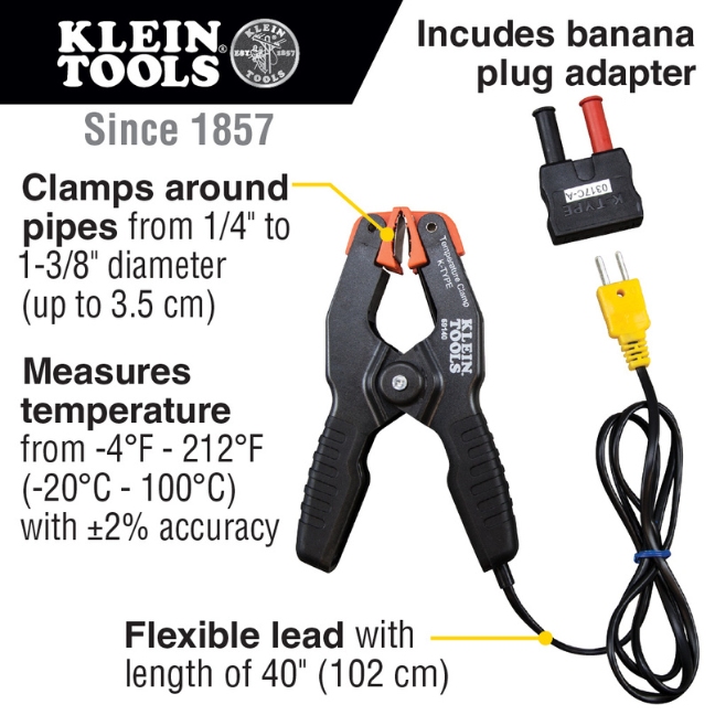 Klein 69140 K-Type Temperature Pipe Clamp - BC Fasteners & Tools