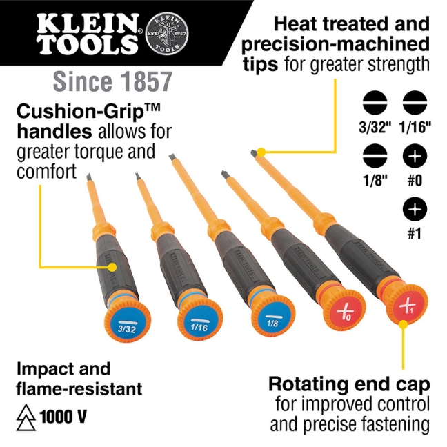Klein 85615INS Insulated Precision Screwdriver Set 5-Piece - BC ...