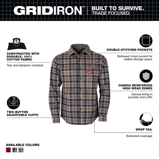 Milwaukee 551 Series GRIDIRON Flannel Shirt - BC Fasteners & Tools