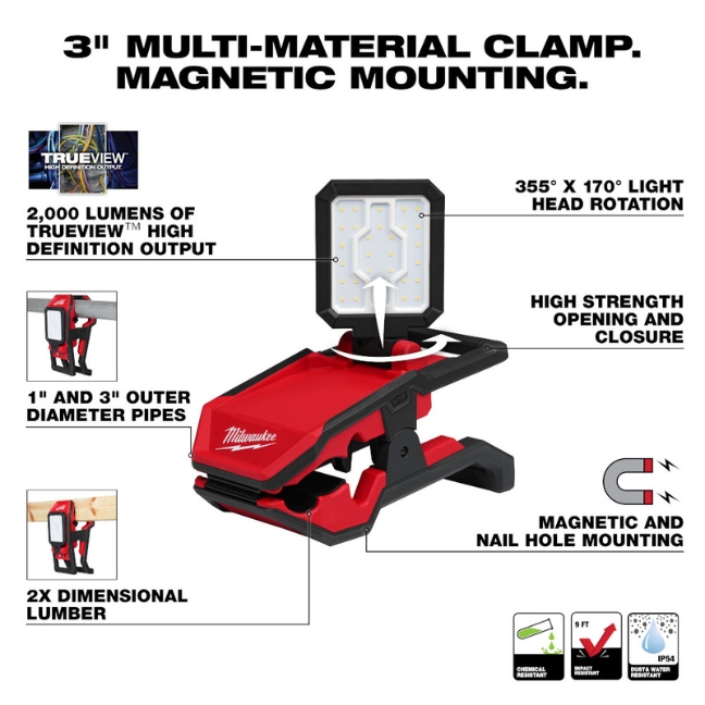 Milwaukee 2358-20 M18 ROVER Clamping Flood Light