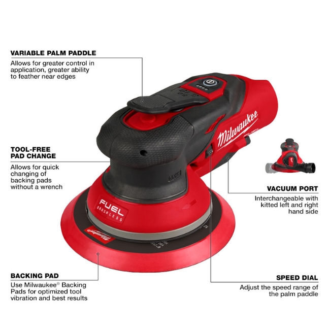 Milwaukee 2585-20 M12 FUEL 6" (3/16") Random Orbital Sander