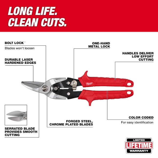 Milwaukee 48-22-4563 Aviation Snips Set 3-Piece - BC Fasteners & Tools