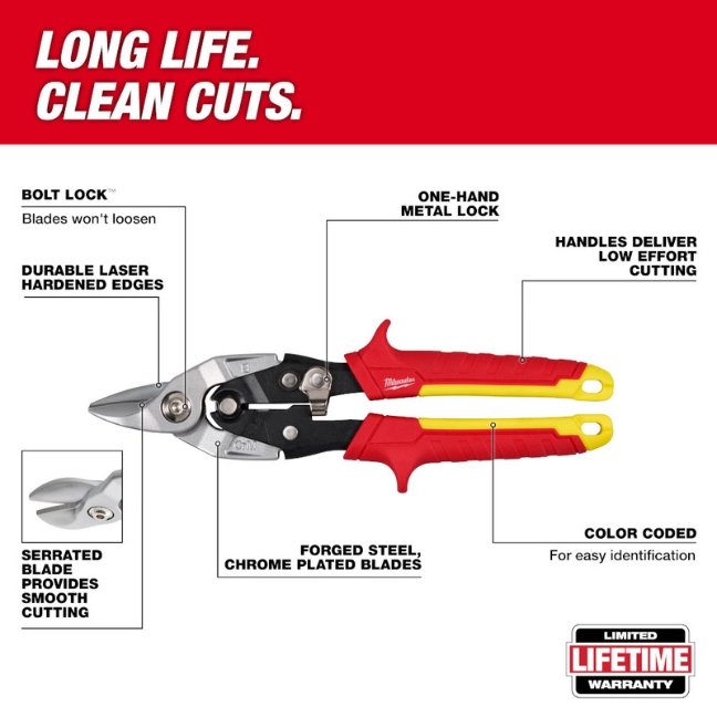 Milwaukee 48-22-4569 Bulldog Aviation Snips - BC Fasteners & Tools