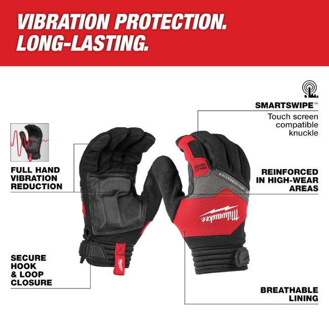 Milwaukee Anti-Vibration Work Gloves - BC Fasteners & Tools