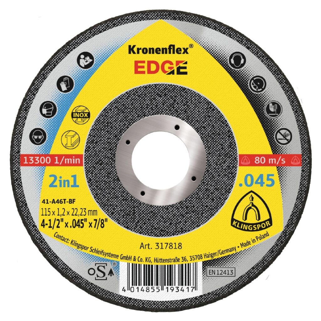 Klingspor 317818 KRONENFLEX EDGE 4-1/2" x 0.045" x 7/8" Type 1 Cut-Off ...