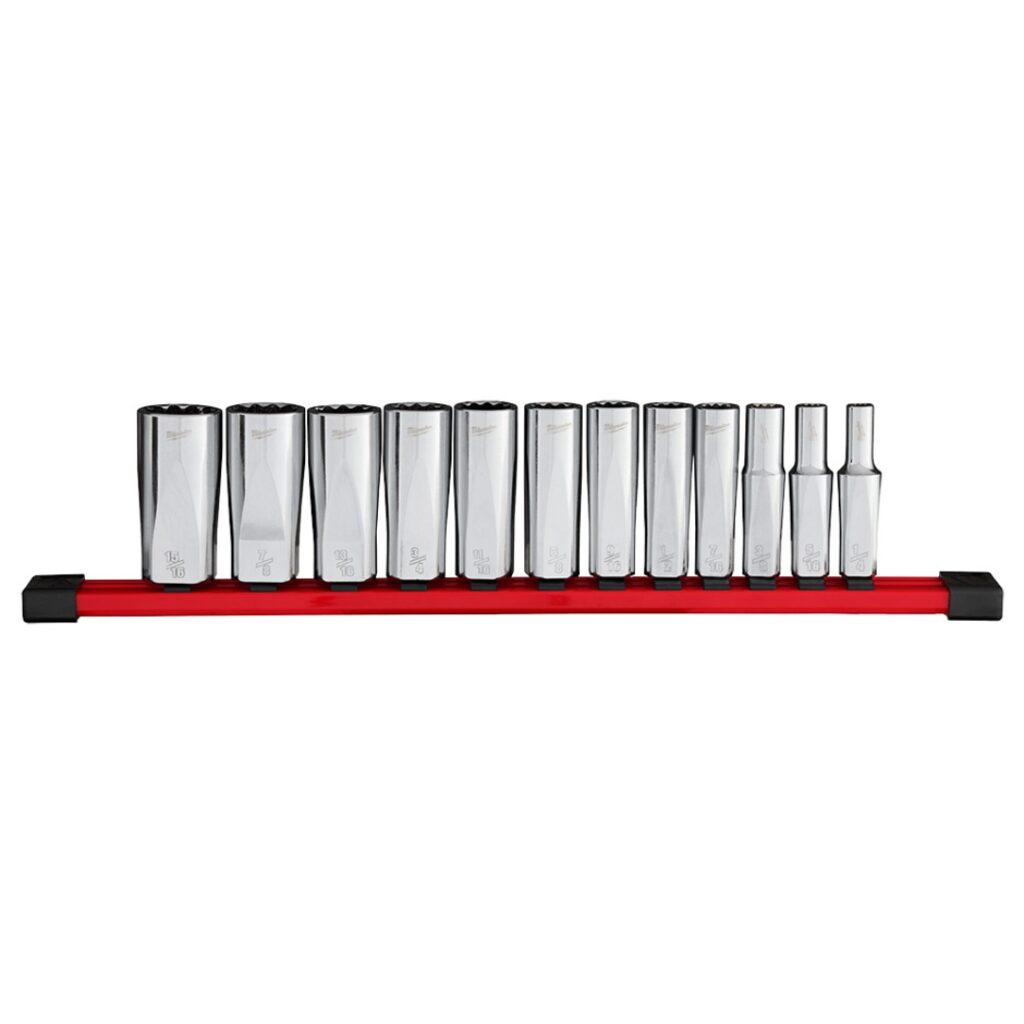 Milwaukee 48-22-9421 3/8" Drive 12 Point SAE Deep Socket Set 12-Piece ...