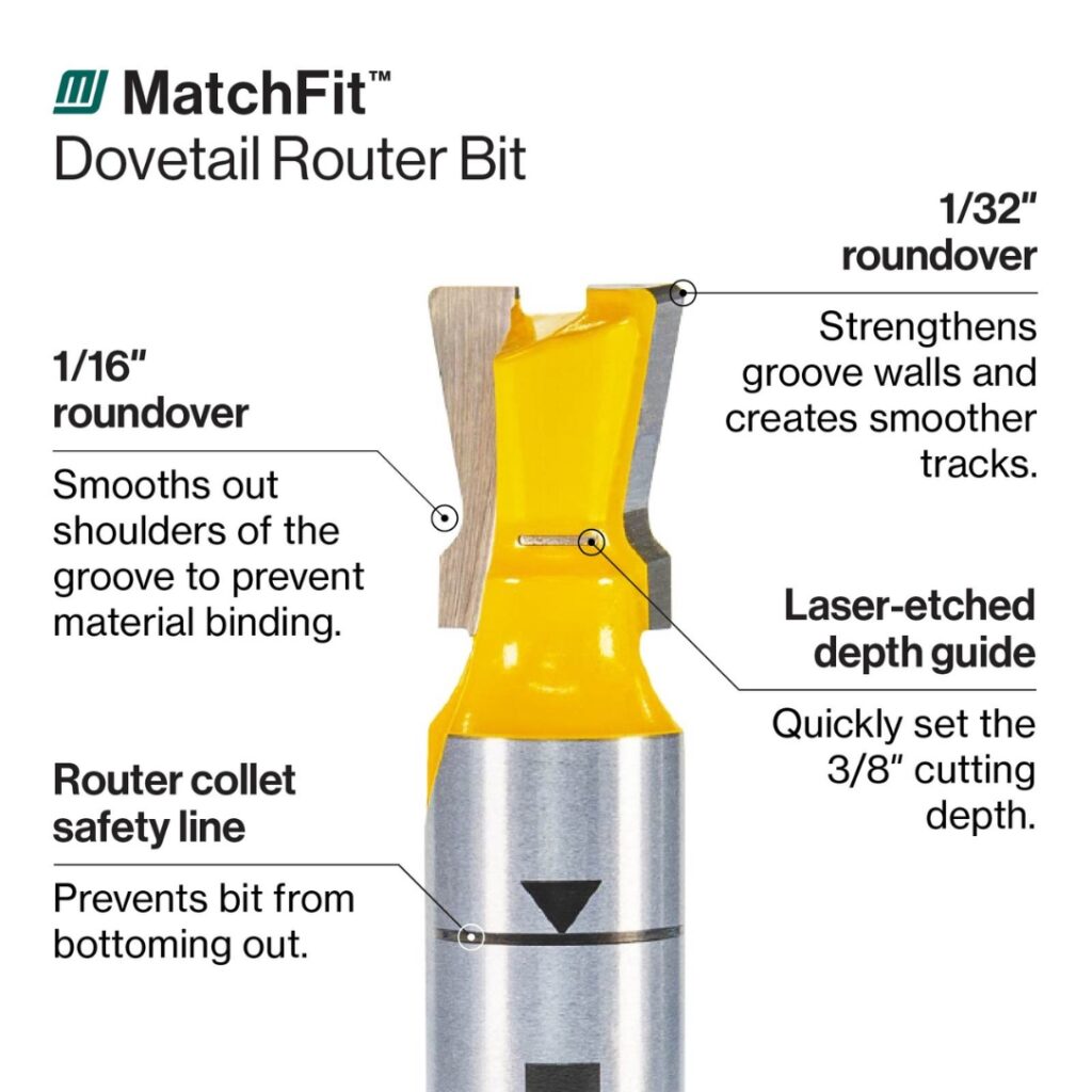 Microjig MB-050-0514 MATCHFIT 1/2"-14° Dovetail Router Bit - BC ...