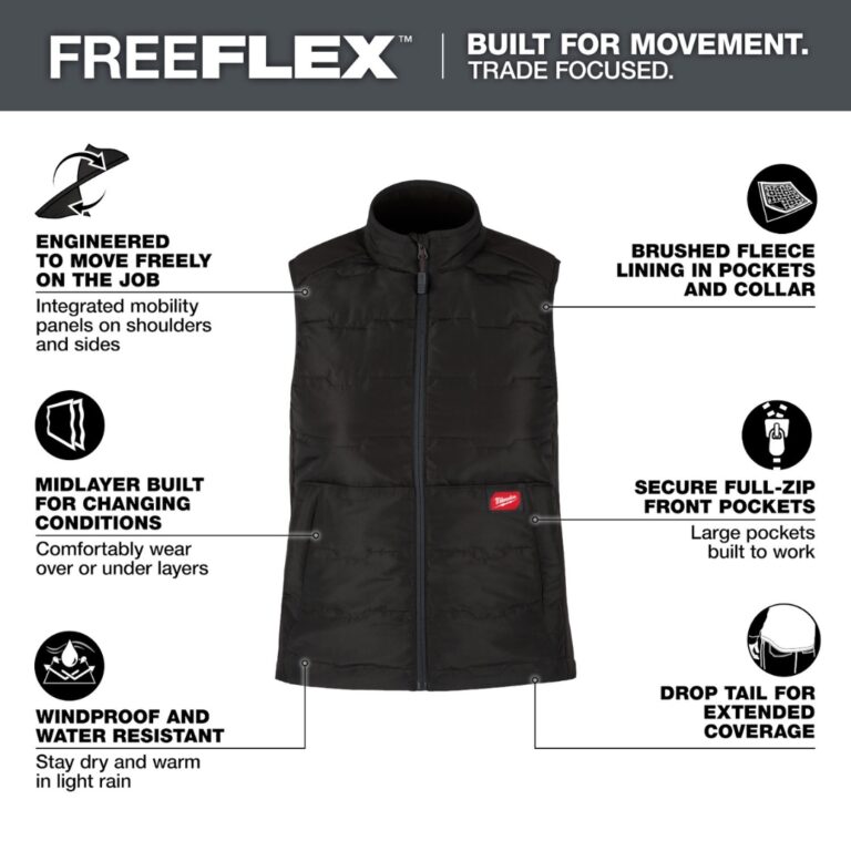 Milwaukee F350B Women's FREEFLEX Lightweight Insulated Vest - Black ...