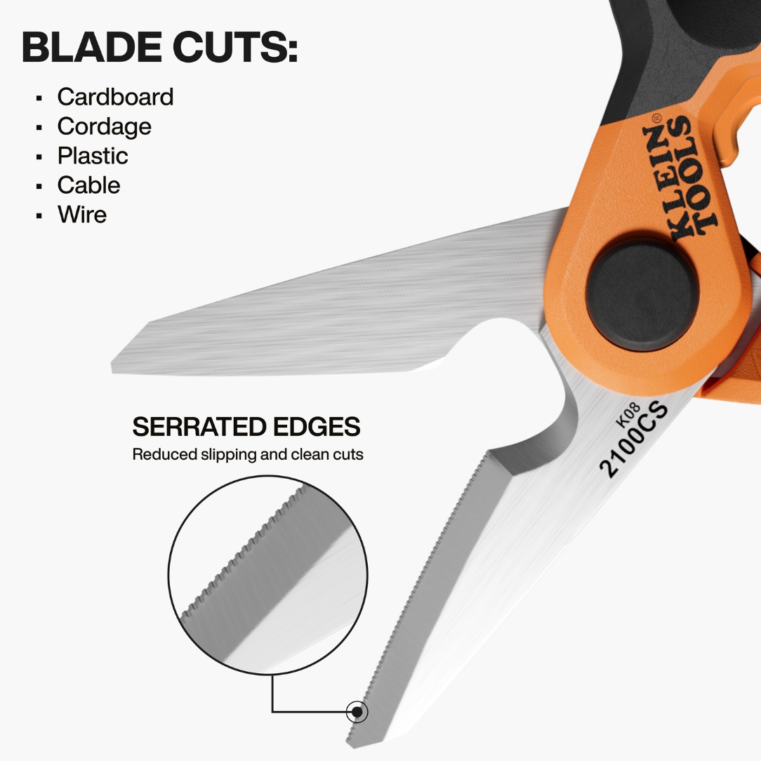 Klein 2100CS 7" Long Reach Cable Stripping Electrician Scissors - BC ...
